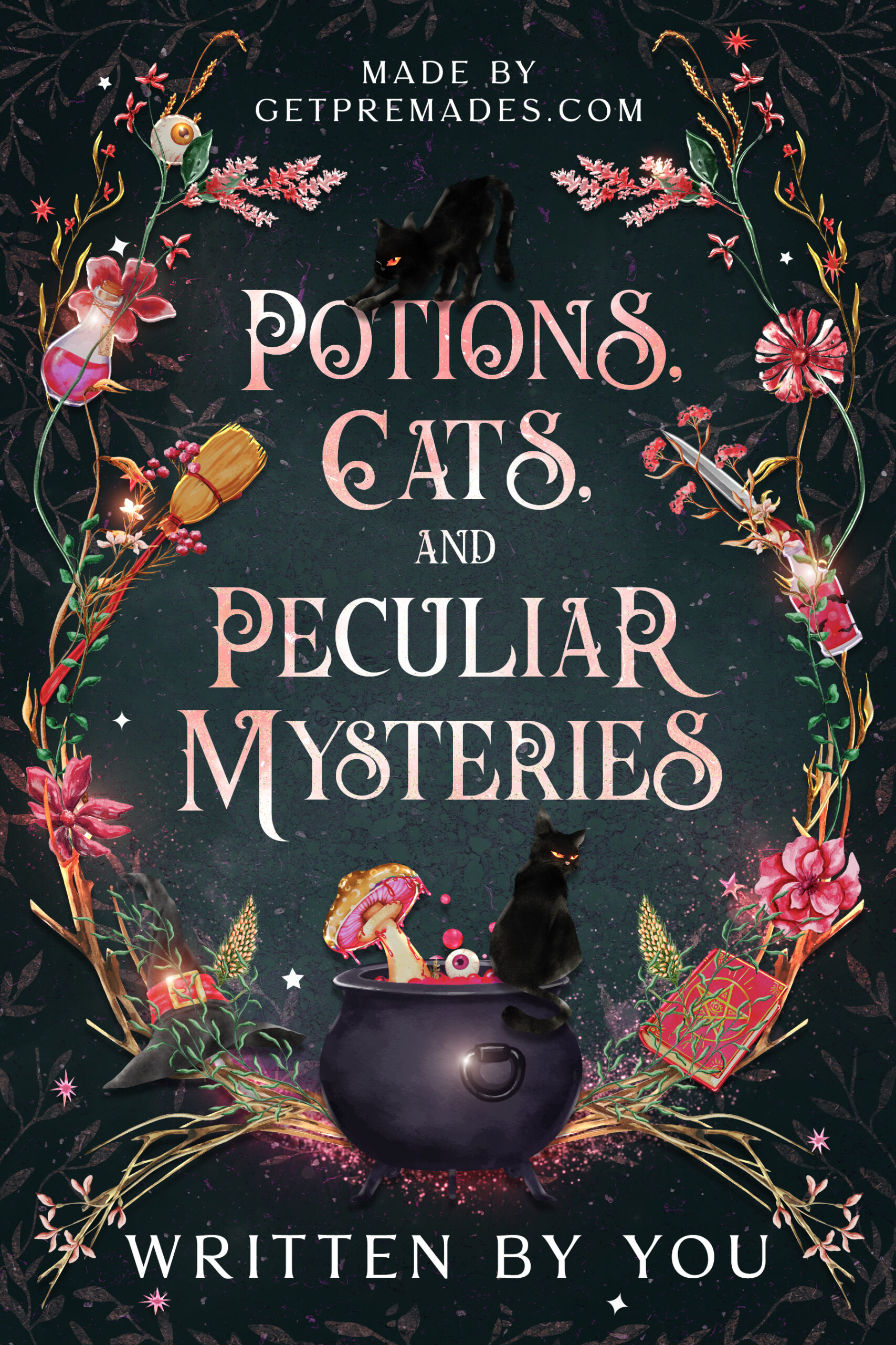 Cozy paranormal book cover – Potions, Cats - Getpremades
