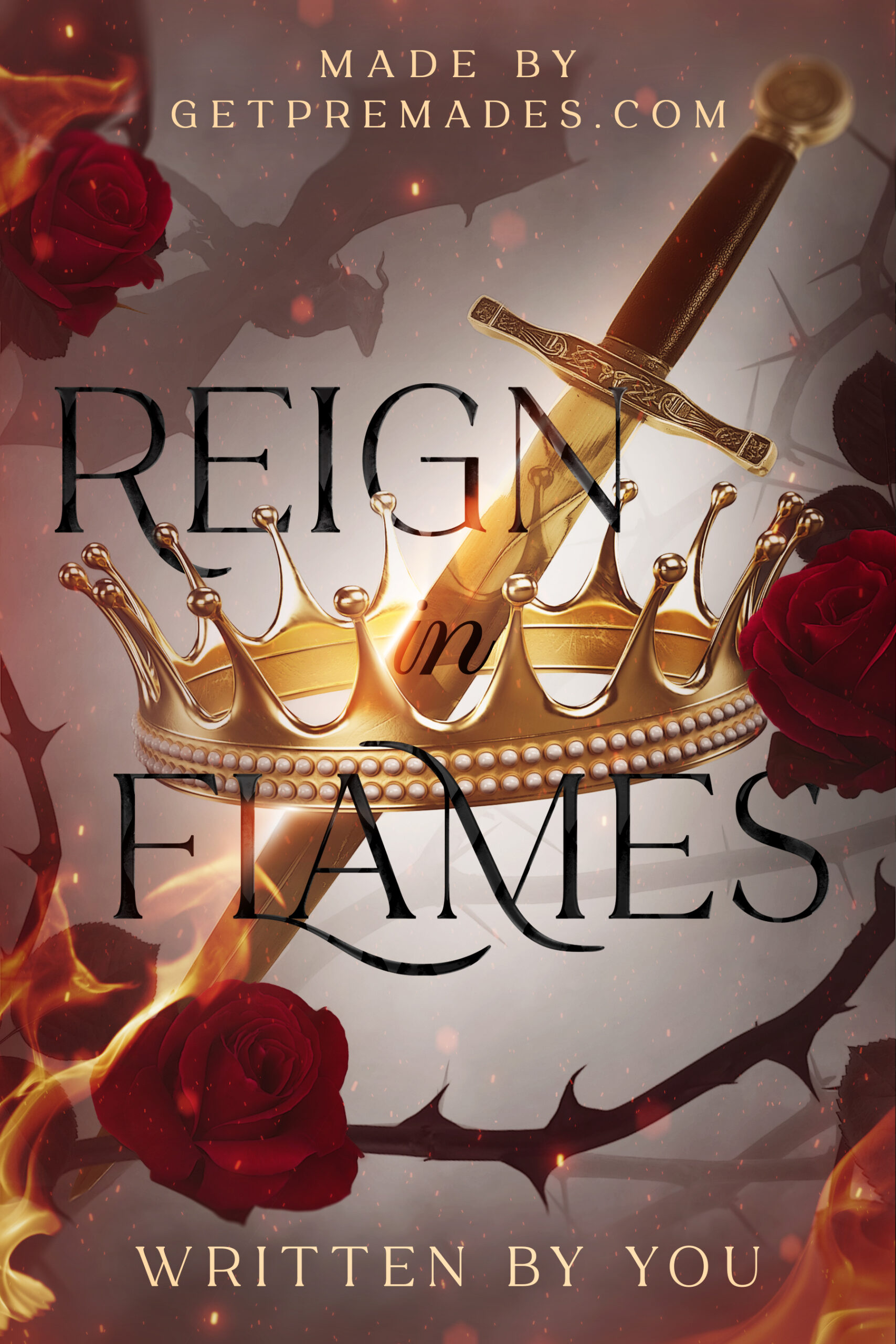 Fantasy romance book cover – Reign in Flames - Getpremades